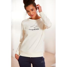Sweatshirt Kangaroos, Damen, Gr. 32/34, weiß, Interlock, Obermaterial: 60% Baumwolle, 40% Polyester, unifarben, Basic, Sweatshirts Sweatshirt, mit Kontrastfarbenem Logodruck, Loungeanzug