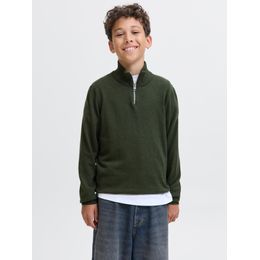 Jack & Jones Troyer JACK & JONES JUNIOR "JJEEMIL KNIT HALF ZIP NOOS JNR", Jungen, Gr. 140, duffel bag, Strick, Obermaterial: 60% Baumwolle, 20% Nylon, 20% Viskose, unifarben, regular fit normal, Rippbündchen, Pullover Troyer