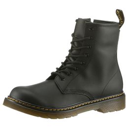 Schnürboots Dr. Martens "1460 Kinder SOFTY T", Mädchen, Gr. 37, schwarz (schwarz softy), Leder, Schuhe, Kinderstiefel, Freizeitschuh mit Reißverschluss und Anziehlasche