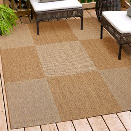 Teppich ANDIAMO "ARIZONA1" Gr. 2, braun, B:67cm H:5mm L:140cm, Kunstfaser, Teppiche, Teppich, Flachgewebe, kariertes Muster, In- und Outdoor geeignet, Wohnzimmer