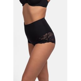 Shapingslip Dorina "BRIGITTE/ECO", Damen, Gr. S, schwarz, Microfaser, Obermaterial: 94% Polyamid, 6% Elasthan, unifarben, k&ouml;rpernah, Unterhosen, Mit floralem Spitzenband am Beinausschnitt