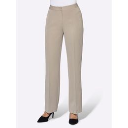 B&uuml;gelfaltenhose Lady, Damen, Gr. 52, Normalgr&ouml;&szlig;en, beige (sesam), 64% Polyester, 34% Viskose, 2% Elasthan, unifarben, lang, Hosen