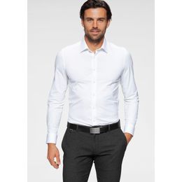 Businesshemd OLYMP "Level Five body fit Jerseyshirt", Herren, Gr. 37, N-Gr, wei&szlig;, Web, Obermaterial: 92% Baumwolle, 8% Elasthan, schmal, Hemden, in Jersey Qualit&auml;t