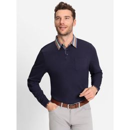 Langarmshirt Marco Donati "Langarm-Shirt", Herren, Gr. 44/46, blau (marine), 100% Baumwolle, gemustert, gestreift, unifarben, Shirts