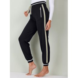 Homewearpants CREATION L PREMIUM, Damen, Gr. 36/38, Normalgr&ouml;&szlig;en, schwarz, 60% Modal, 34% Viskose, 6% Elasthan, gemustert, mehrfarbig, unifarben, Hosen