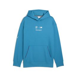 Hoodie Puma "BMW M Motorsport Essentials Fleece Hoodie Herren", Herren, Gr. XL, blau (tropical blau), Obermaterial: 68% Baumwolle, 32% Polyester; Kapuzenfutter: 100% Baumwolle; Rippe: 97% Baumwolle, 3% Elasthan, relaxed fit, Rundhals, Sweatshirts