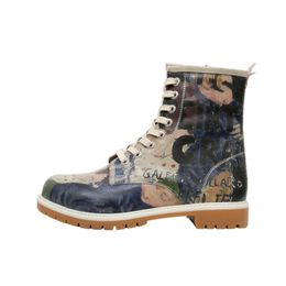 Schn&uuml;rboots DOGO "Long Boots Schn&uuml;rstiefel Les Peintres Damen Stiefeletten, Longe", Damen, Gr. 36, Normalschaft, beige (natur), Lederimitat, Schuhe Schn&uuml;rboots, Handgefertigt