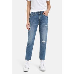 Smith & Soul Boyfriend-Jeans SMITH & SOUL, Damen, Gr. 32, L&auml;nge 30, blau (denim), Material: 100% Baumwolle, Destroyed-Effekte, l&auml;ssig geschnitten, Jeans, mit verk&uuml;rztem Bein