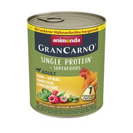 animonda GranCarno superfoods Huhn + Spinat + Himbeer + K&uuml;rbiskern Hunde-Nassfutter ohne Getreide, Soja, Zucker 6x800g