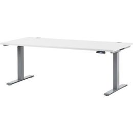 Schäfer Shop Schäfer Shop Genius Schreibtisch MODENA FLEX, elektrisch höhenverstellbar, Rechteck, T-Fuß, B 1800 x T 800 x H 645-1290 mm, weiß/weißalu