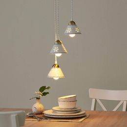 Ceramiche 3-flammige H&auml;ngeleuchte NONNA aus wei&szlig;er Keramik