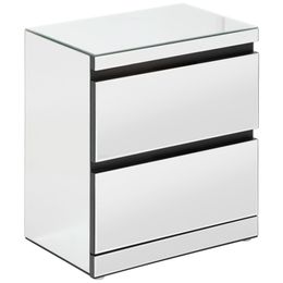 Xora Nachtschrank, Silber, Glas, Holzwerkstoff, 2 Schublade(n) Schubladen, 45x50x30 cm, Typenauswahl, Schlafzimmer, Nachttische