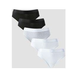 Myprotein MP Damen Bikinislip mit Mittelhohem Bund (5er-Packung) &ndash; Wei&szlig;/Schwarz/Hellgrau - XS
