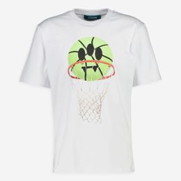 Weißes T-Shirt mit Logo in Basketballform