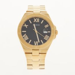 Guess Goldfarbene Armbanduhr mit schwarzem Zifferblatt