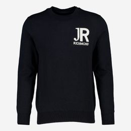 John Richmond Schwarzer Pullover mit weißem Logo
