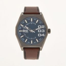 Diesel Braun-silberfarbene Armbanduhr mit Lederband