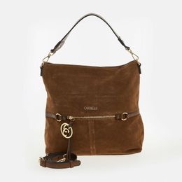 Braune Schultertasche mit Wildleder