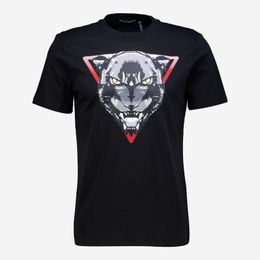 Antony Morato Schwarzes T-Shirt mit schwarzem Panther-Aufdruck