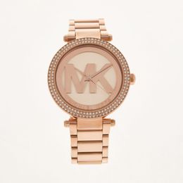 Michael Kors Ros&eacute;goldfarbene Armbanduhr mit Ziersteinen