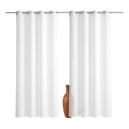 2er Set Ösenvorhang Voile 245 cm weiß transparent - Farbe: Weiss