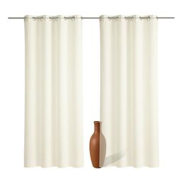 2er Set Ösenvorhang Voile 245 cm creme transparent - Farbe: Creme