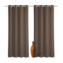 2er Set Ösenvorhang Voile 245 cm braun transparent - Farbe: Braun
