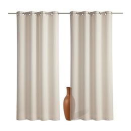 2er Set Ösenvorhang Voile 245 cm sand transparent - Farbe: Sand