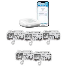 homematic IP Smart-Home-Zubehör "Starter Bundle Rollladensteuerung für 5 Rollladen", B:31cm H:12cm T:37cmweiß, Smart-Home-Stationen