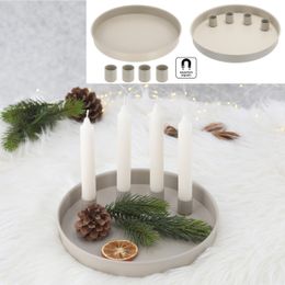 Cepewa Tablett mit 4 Magnet Kerzenhalter CHRISTMAS