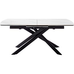 Esstisch MCA furniture, B:180cm H:76cm T:90cm, wei&szlig;, Keramik 6 mm, MDF - wei&szlig; marmoriert;Gestell: Metall, schwarz matt lackiert, Wohnzimmer, Tische,
