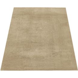 Teppich Paco Home, B:160cm H:14mm L:220cm, beige, Polyester, Wohnzimmer, Teppiche, "Cadiz 630", Uni-Farben, besonders weich, waschbar, auch als