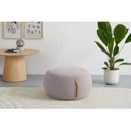 Hocker s.Oliver, B:65cm H:35cm T:65cmgrau, 93% Polyester, 6%Acryl, 1%Baumwolle, Garten, Hocker, "Finnian, moderner Designhocker mit Lederriemen,