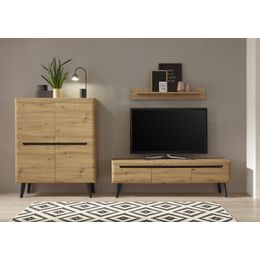 Wohnwand Inosign, B:287cm H:170cm T:40cmeiche, Holzwerkstoff, Wohnzimmer, Kastenmöbel-Sets, "Torge, Anbauwand, Schrankwand, Mediawand, Wohnzimmer-Set"