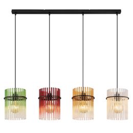 Globo LIGHTING H&auml;ngeleuchte "GORLEY", schwarz matt, H: 140cm, 1 Stk., Leuchten, H&auml;ngelampe Glasst&auml;be bunt klar verlaufend elegant Wohnzimmer Esszimmer, H&auml;ngeleuchte