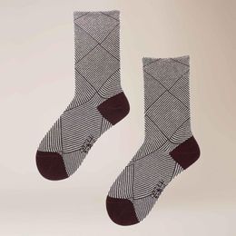 Kunert Damen Socken "Socke Business Check", Gr. 35, lila, Obermaterial: 46% Baumwolle CO. 31% Wolle WO. 21% Polyamid PA. 2% Elasthan EL., Socken
