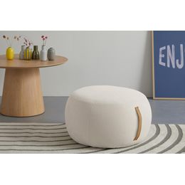Hocker s.Oliver, B:65cm H:35cm T:65cmcreme, 100% Polyester, Garten, Hocker, "Finnian, moderner Designhocker mit Lederriemen, softes Design",