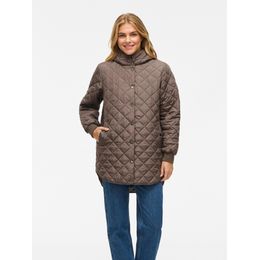 Vila Damen Steppjacke "VITATE L/S HOODED JACKET - NOOS"falcon, Gr. 38, unifarben, Web, Obermaterial: 100% Polyester, Jacken