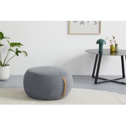 Hocker s.Oliver, B:65cm H:35cm T:65cmgrau, 100% Polyester, Garten, Hocker, "Finnian, moderner Designhocker mit Lederriemen, softes Design",