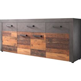 Sideboard Inosign, grau, Wohnzimmer, Sideboards, "Ilana", Sideboard mit 4 Türen & 1 Schublade - (B/T/H) 178/40/76 cm