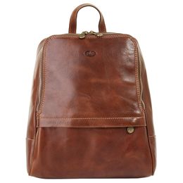 Pike PIKÉ Cityrucksack, braun, Leder, Rindsleder, beschichtet, leicht glänzend, Rucksäcke, echt Leder, Made in Italy