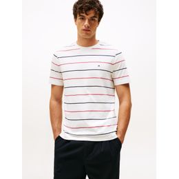 Tommy Hilfiger Herren T-Shirt "SEASONAL STRIPE"ecru stripe, Gr. M, Single Jersey, Obermaterial: 100% Baumwolle, Shirts, Regular fit, gestreift,