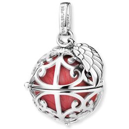 Engelsrufer Damen Kettenanhänger "Schmuck Geschenk Engelsrufer Relaunch mit Flügelanhänger", S, Messing Silber 925 (Sterlingsilber), 7,52 g, rot,