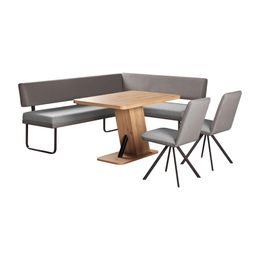 Eckbankgruppe Home Affaire, B:214cm H:87cm T:164cmgraublau, grau, schwarz, MDF, Massivholz, Metall, Polyester, Spanplatte, Esszimmer, Sitzmöbel-Sets,