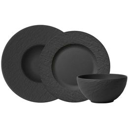 Villeroy & Boch VILLEROY & BOCH Geschirr-Set "Manufacture Rock", 6 Stk., schwarz, Geschirr-Sets, Made in Germany, Fine China Porzellan