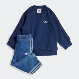 Mädchen Trainingsanzug "DENIM CREW SET", blau, Gr. 62, adidas originals, Obermaterial: 70% Baumwolle, 30% Polyester. Obermaterial Hose: 100%