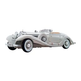 Maisto Kinder Sammlerauto "Mercedes 500K Maharadjah", weiß, Metallspritzguss, B:11cm H:6cm T:29cm, Modellfahrzeuge, mit ausklappbarem Notsitz
