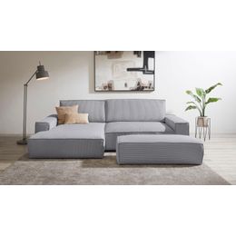 Polsterecke Home Affaire, B:284cm H:90cm T:135cm, grau, 100% Polyester, Sofas, "SHERWOOD XXL tief, L-Form, Schlaffunktion, Bigsofa, Cord,