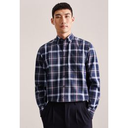 Seidensticker Herren Flanellhemd "Regular", grün, Gr. 46, kariert, 100% Baumwolle, Hemden, Regular 1/1 Button-Down-Kragen Karo