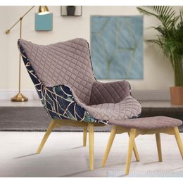 Sessel Home Affaire, B:71cm H:90cm T:87cm, rosa, Wohnzimmer, Sessel, "Duke Print", Karopr&auml;gung im Sitzbereich und Dekostoff auf der R&uuml;ckseite